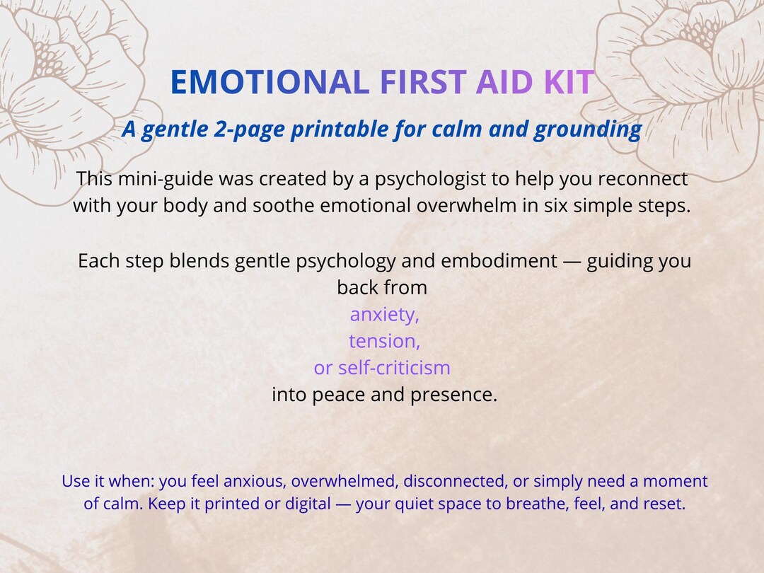 Emotional First Aid Kit Printable | Self-care Anxiety Relief | 2- Page ...