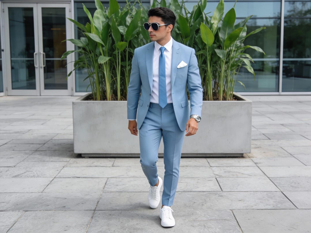 Men’s Navy Blue Slim Fit Suit – 2 Piece Formal Wedding Business Suit ...