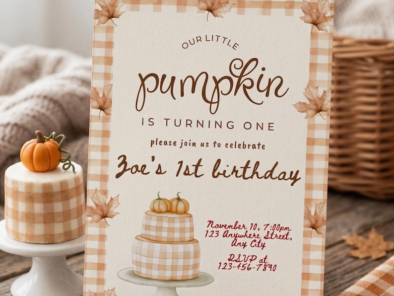 Our Little Pumpkin 1st Birthday Invitation, Editable Fall Party Invite ...