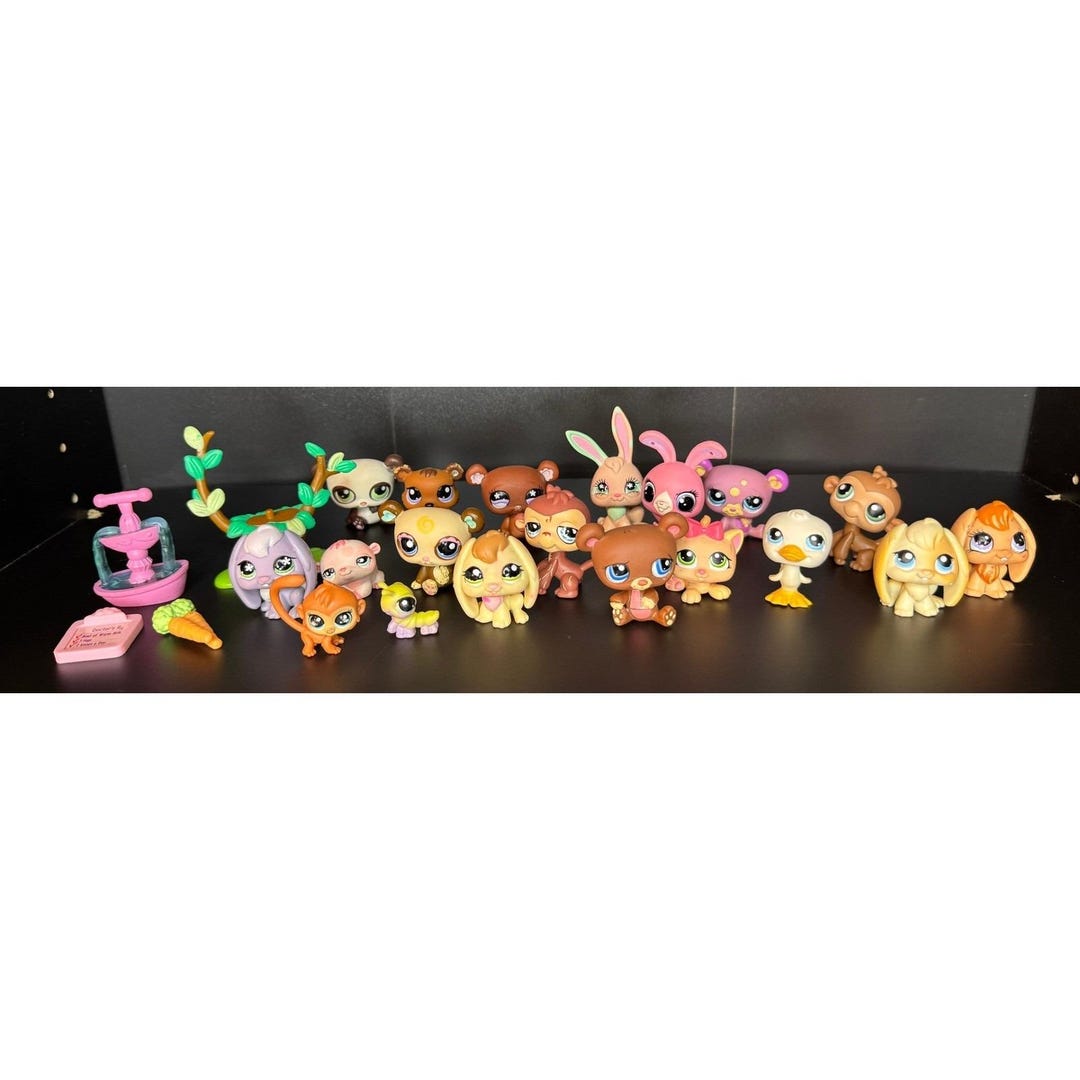 Littlest Pet Shop LPS Lot 19 Pets + 4 Accessories Inch Worm Bear Rabbit ...