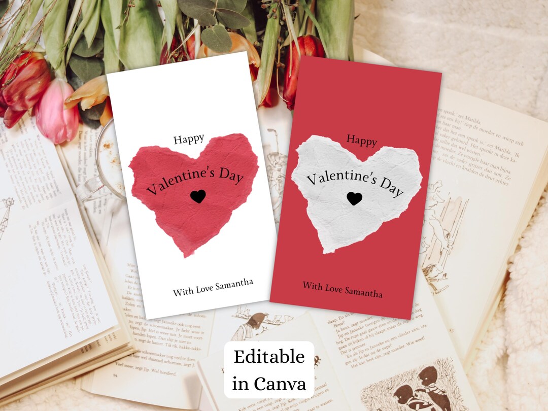 Red Heart Valentine Gift Tag, Happy Valentine's Day Favor Tags - Etsy
