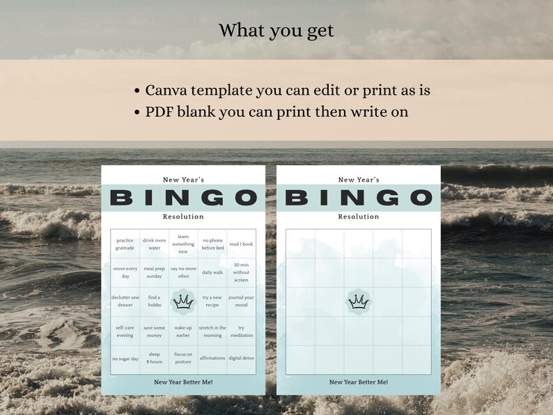 2026 Bingo Template, New Years Resolution, Bingo Card Vision Board ...
