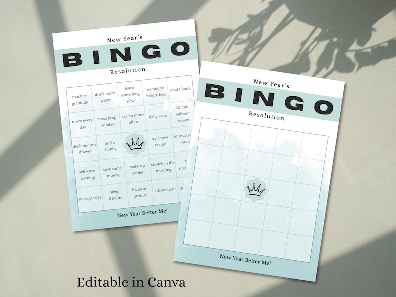 2026 Bingo Template, New Years Resolution, Bingo Card Vision Board ...