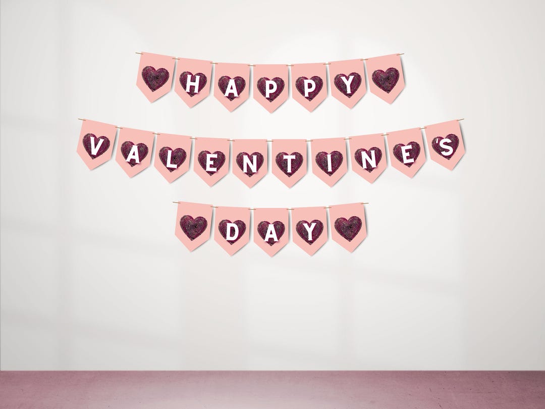 Heart Valentines Day Banner, Printable Party Decor (PDF File ...