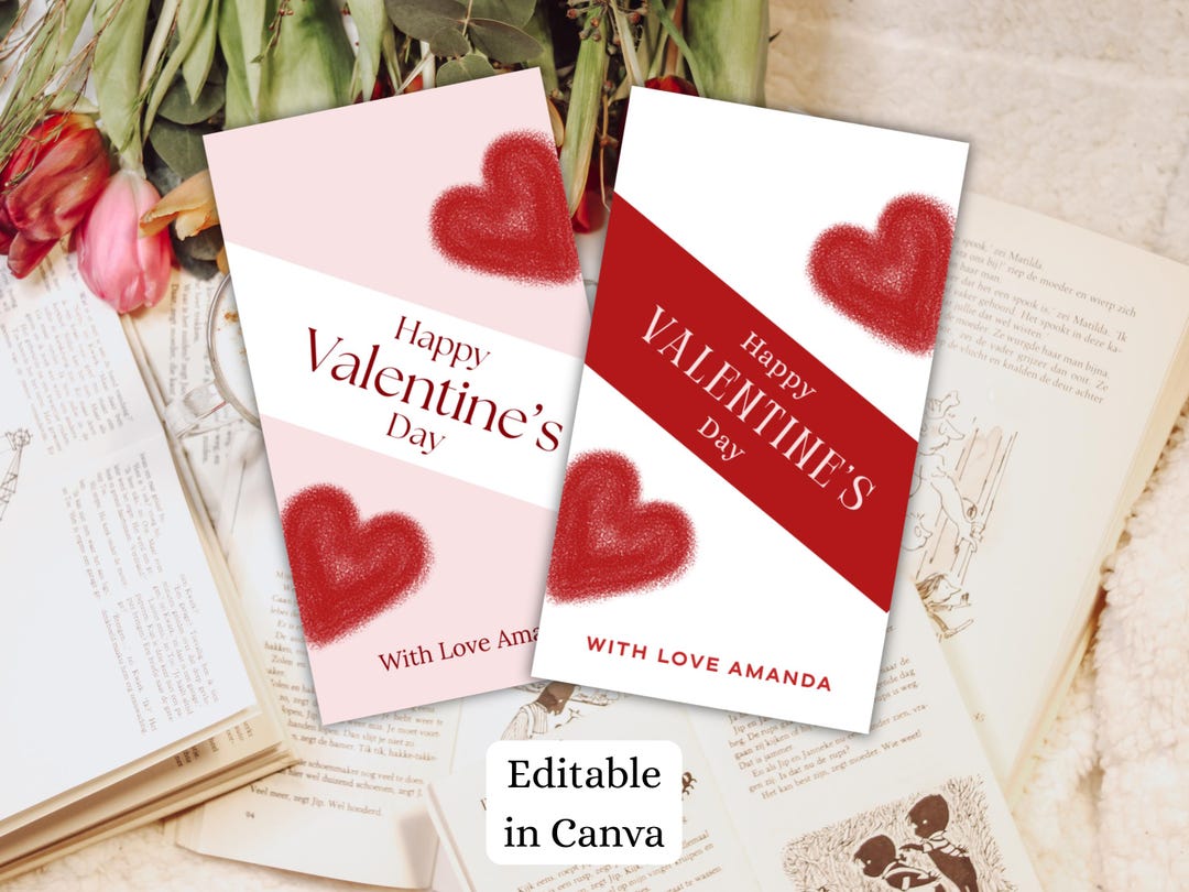 Red Heart Valentine Gift Tag, Happy Valentine's Day Favor Tags - Etsy