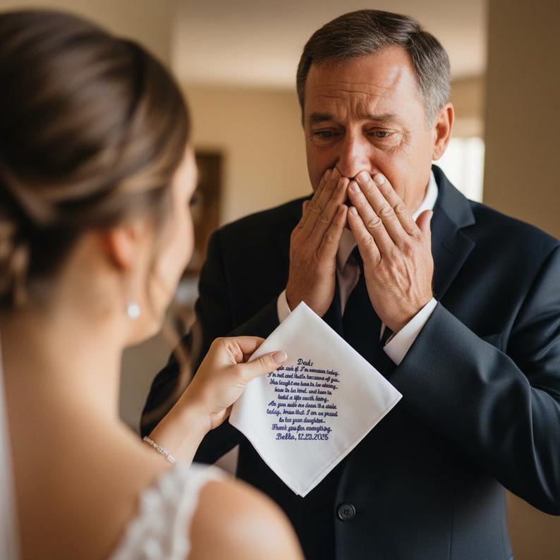 Father of the Bride Gift, Custom Embroidered Wedding Handkerchief for ...