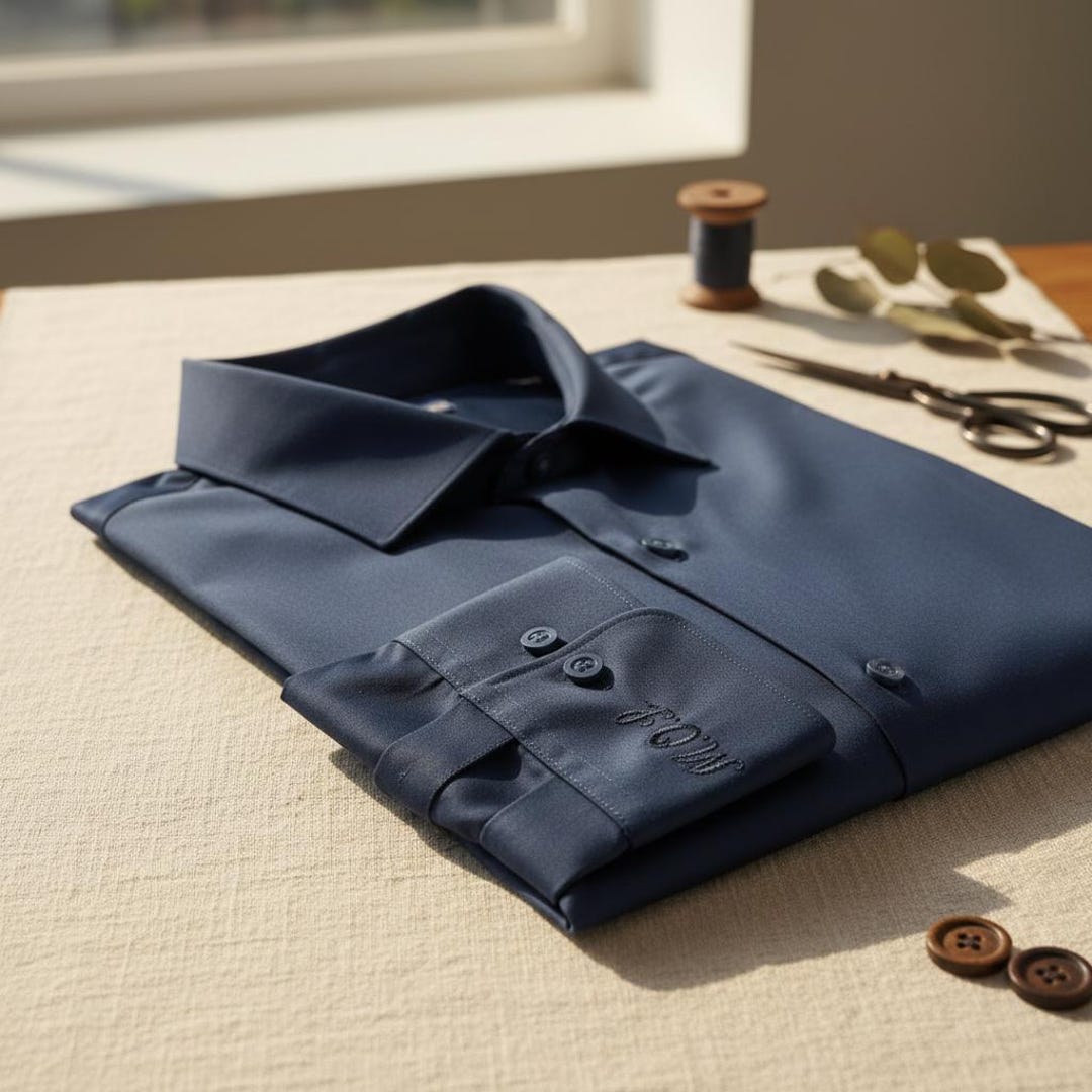 Men’s Custom Embroidered Dress Shirt, Personalized Cuff Initials, Gift ...