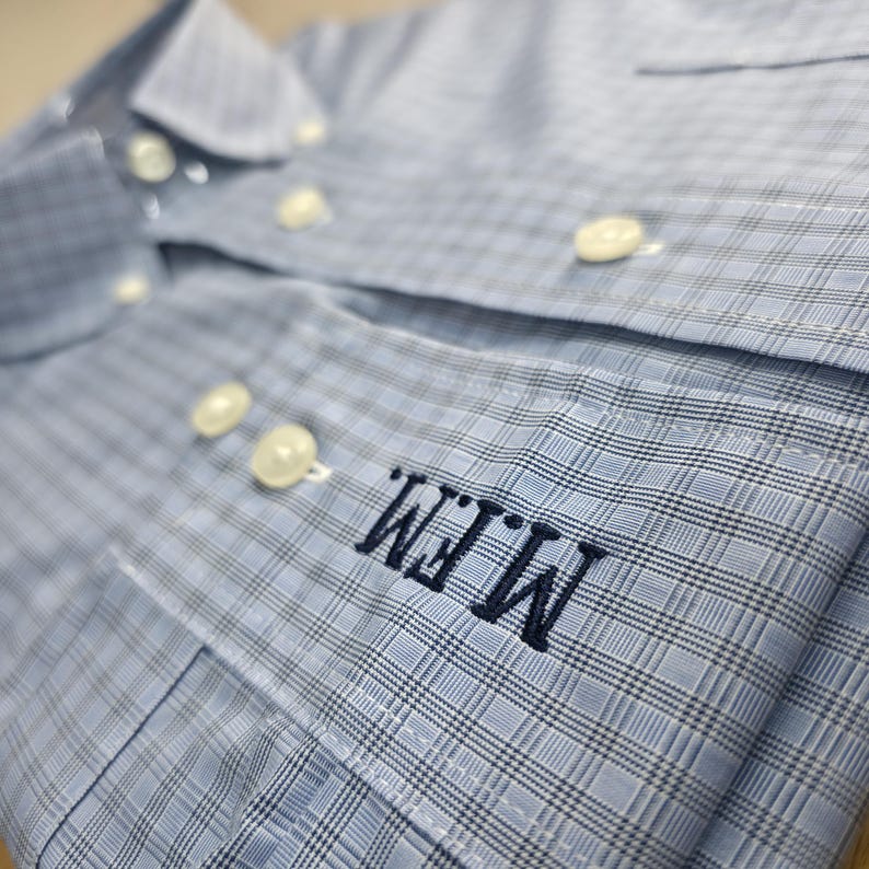 Personalized Embroidered Plaid Pattern Shirt for Men, Cuff Initials ...