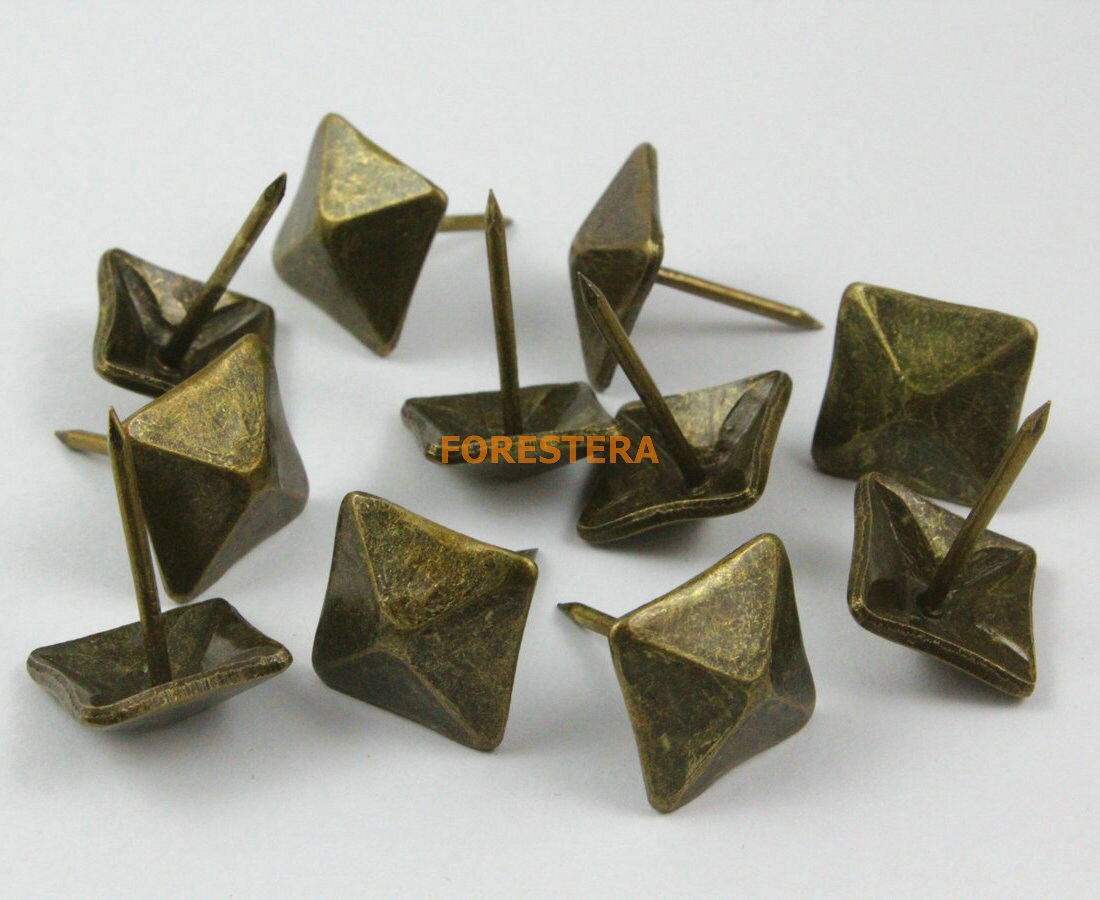 100pcs 14mm Antique Brass Square Upholstery Tacks Nails TN42 - Etsy
