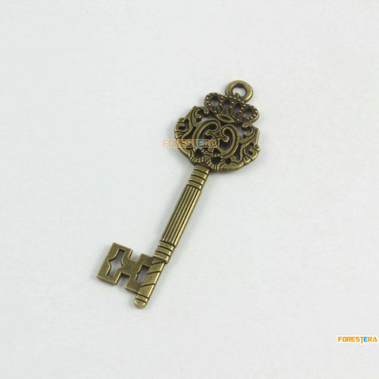 10pcs Antique Brass Key Charm Crown Key Pendant 69x22mm - Etsy
