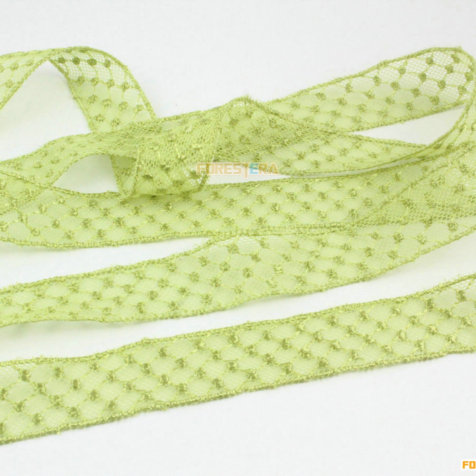 Terylene Lace Trim Green Floral Lace Ribbon Green Lace Trim 1.9cm Width ...