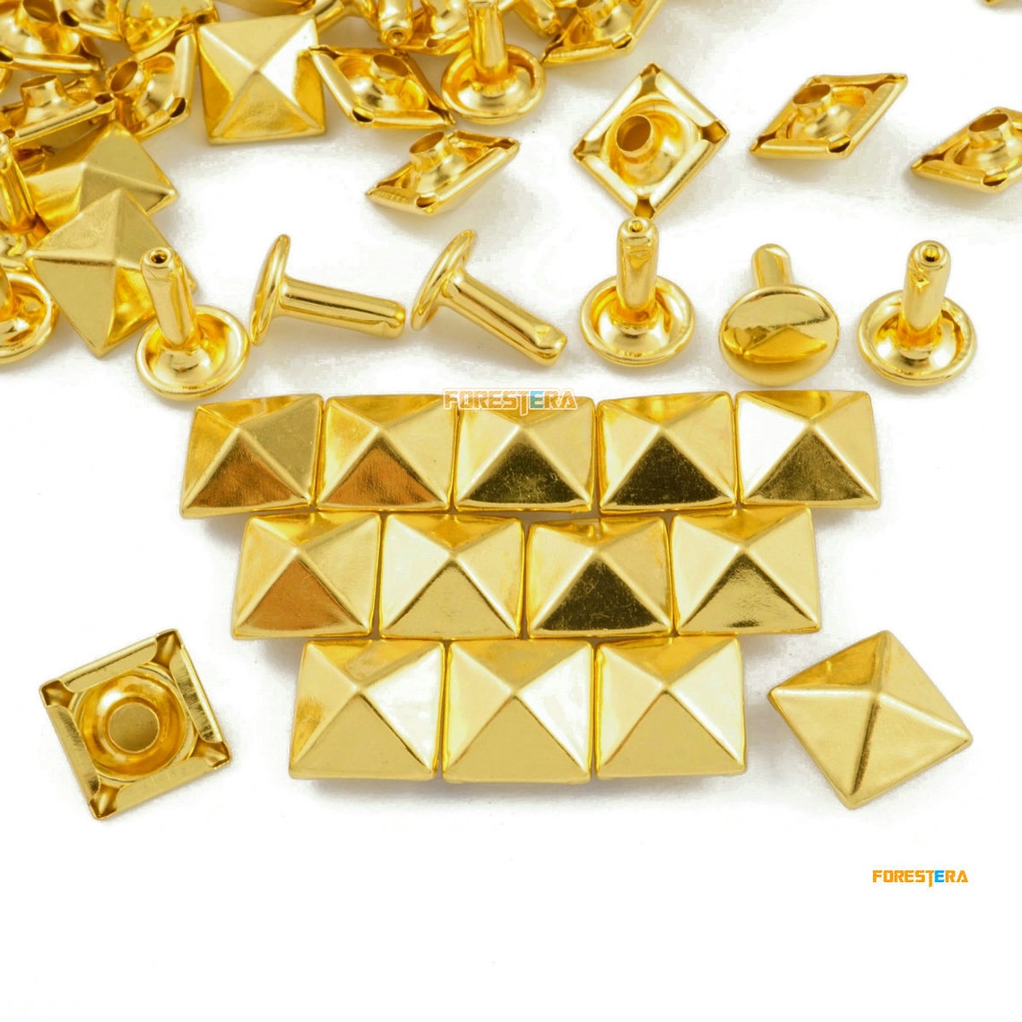 10mm Gold Pyramid Double Cap Rapid Rivet Punk Rock - Etsy