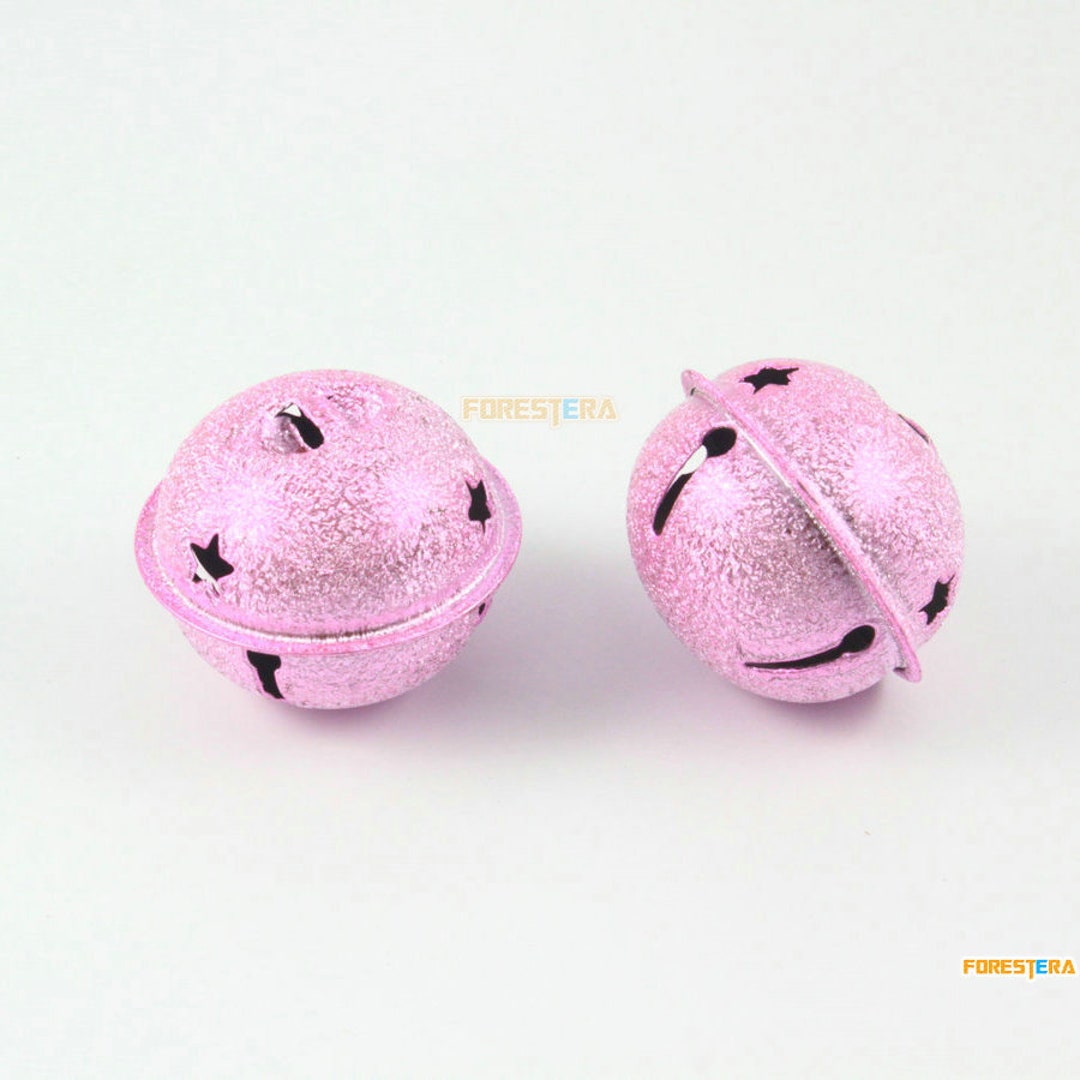 4pcs 40mm Frosted Pink Bells Jingle Bells Christmas Bells Pet Bells ...