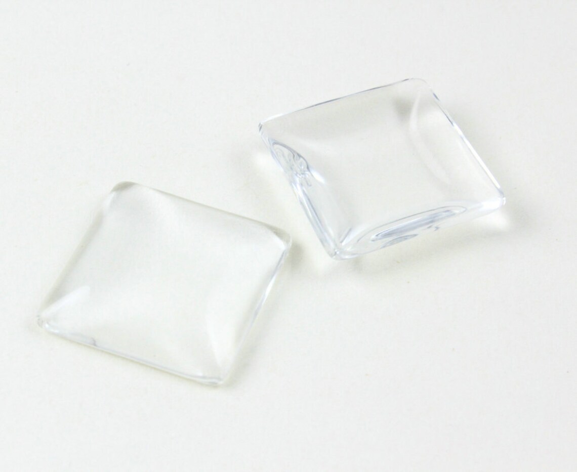20pcs 25mm Square Glass Cabochon Cameo Cover Flat Back Cabochon (FBL25 ...