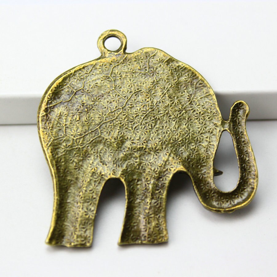 5Pcs Antique Brass elephant Charm elephant Pendant 40x40mm | Etsy
