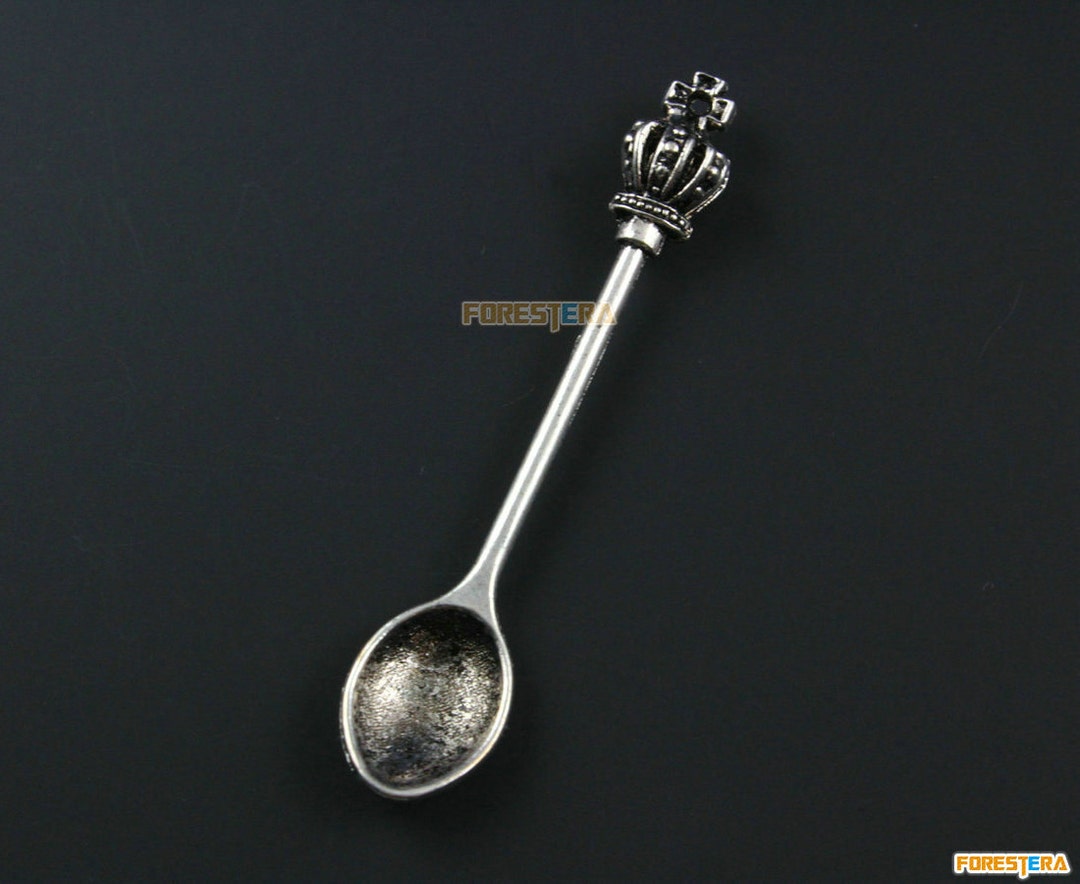 10pcs Antique Silver Crown Spoon Charm Crown Spoon Pendant 60x11mm ...