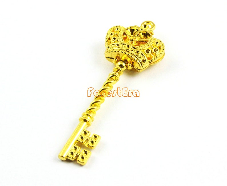 10pcs Gold Crown Key Charm Crown Key Pendant 59x20mm (PND958) - Etsy