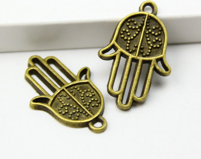 30pcs Antique Brass Hand Charm Hand Pendant 24x15mm (PND333) - Etsy