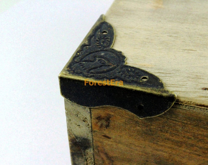 4pcs Antique Brass Jewelry Box Corner Decoration Corner Protection 40mm ...