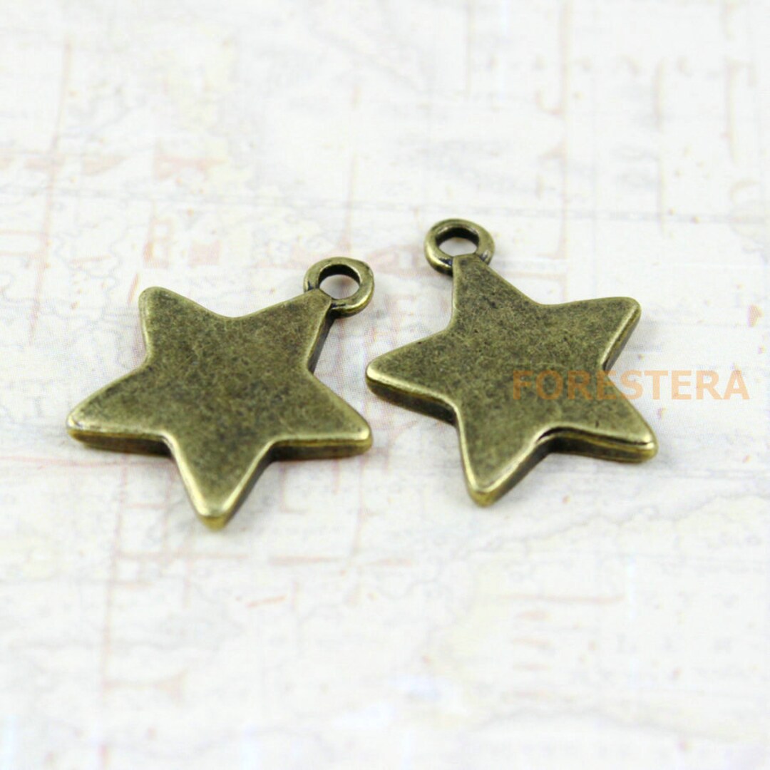 15 unids latón antiguo estrella de latón colgante estrella 16 mm PND154 ...