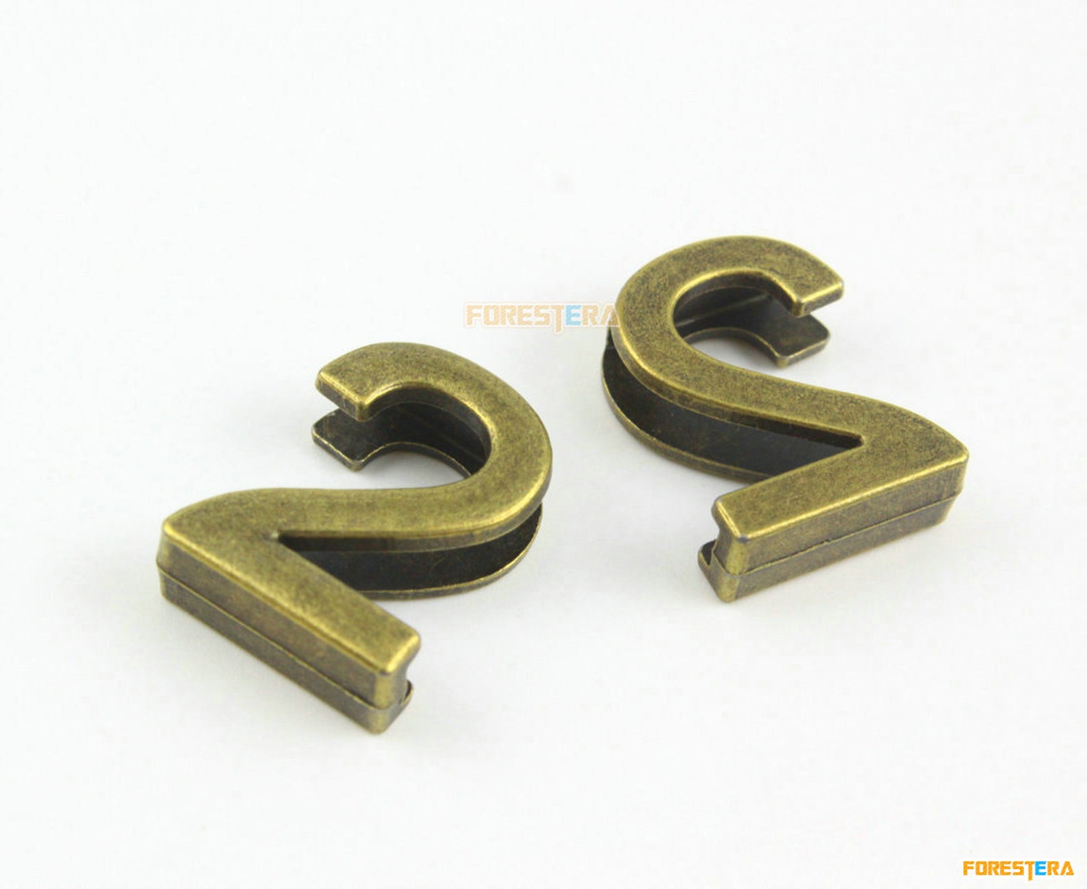 20pcs Antique Brass Number 2 Bracelet Bead Number 2 Chain Bead 18.5mm ...