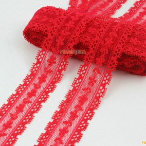 Terylene Lace Trim Red Floral Lace Ribbon Red Lace Trim 2.5cm Width ...