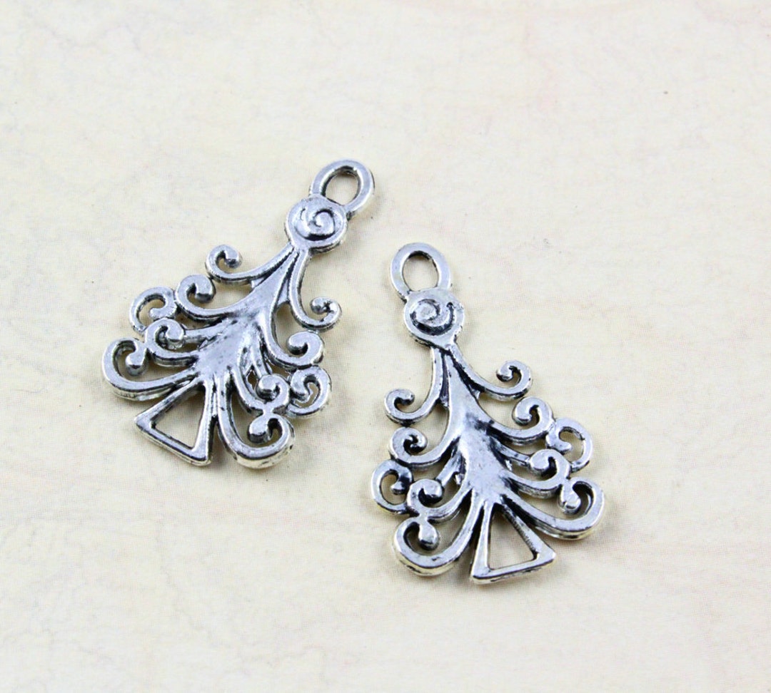50pcs Antique Silver Christmas Trees Charm Christmas Trees Pendant ...