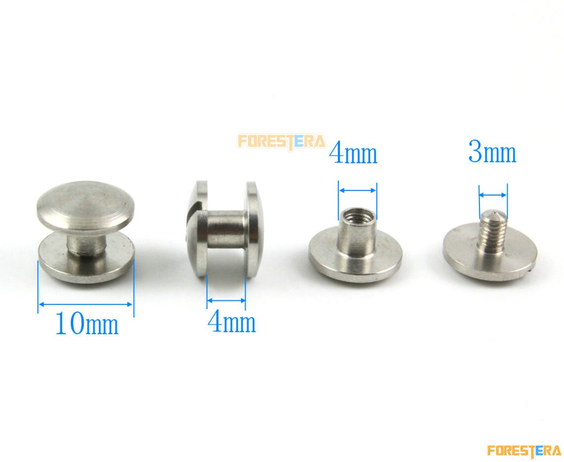 20 Set 10*4mm 304 Stainless Steel Rivet Chicago Screw for Leather Craft ...