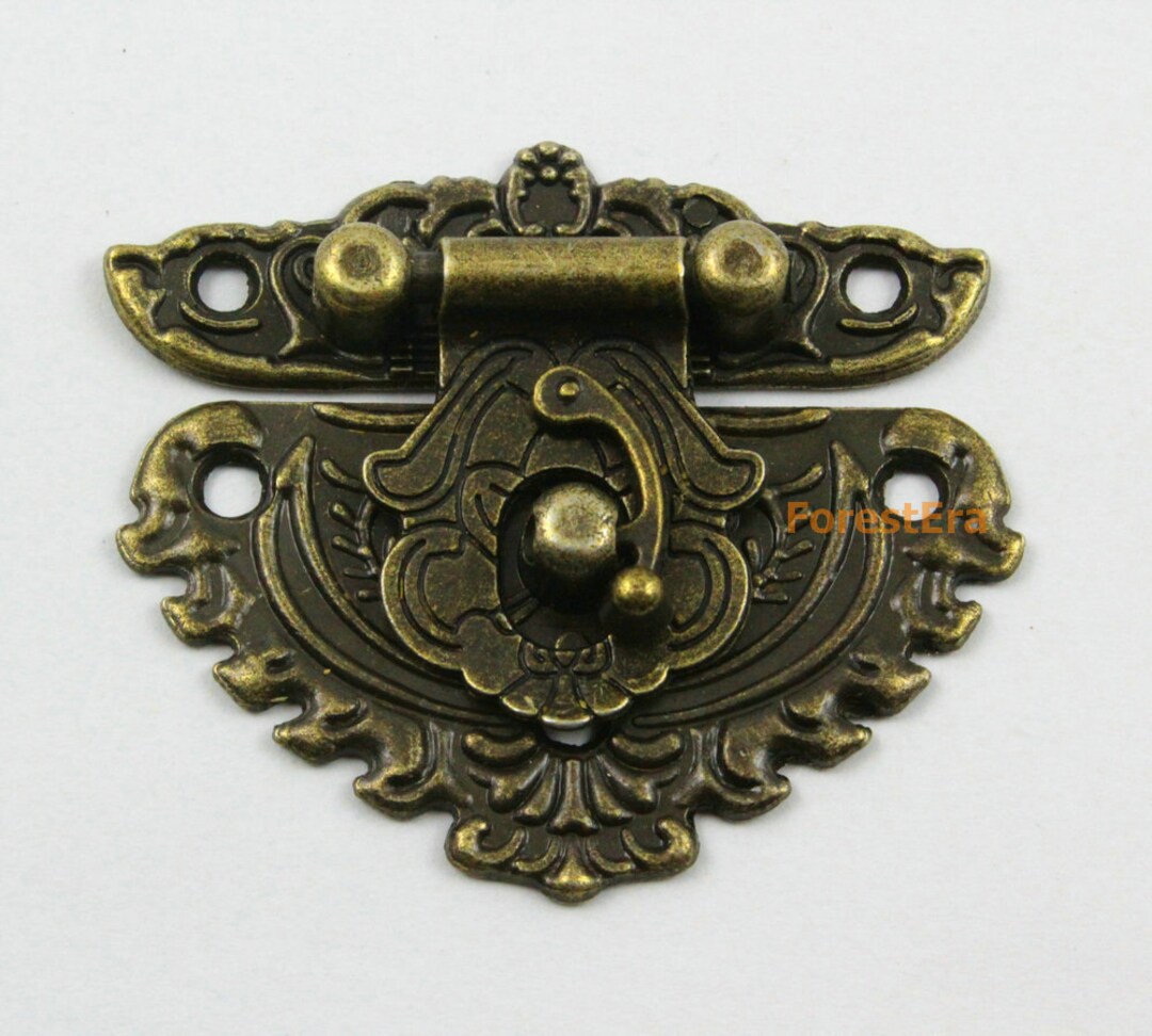 1pcs Antique Brass Jewelry Box Hasp Latch Lock 50x56mm With Screws ...