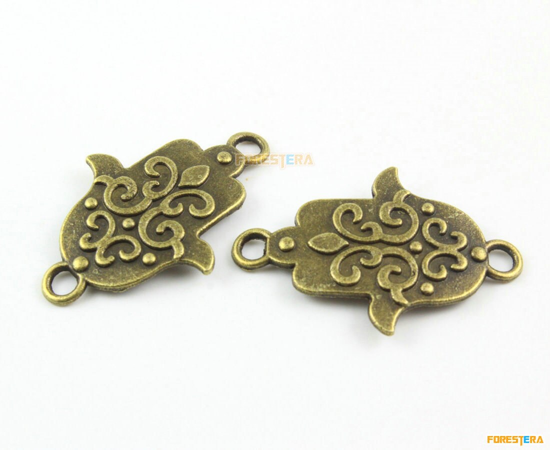 30Pcs Antique Brass Hand Charm Hand Pendant Hand Connector | Etsy