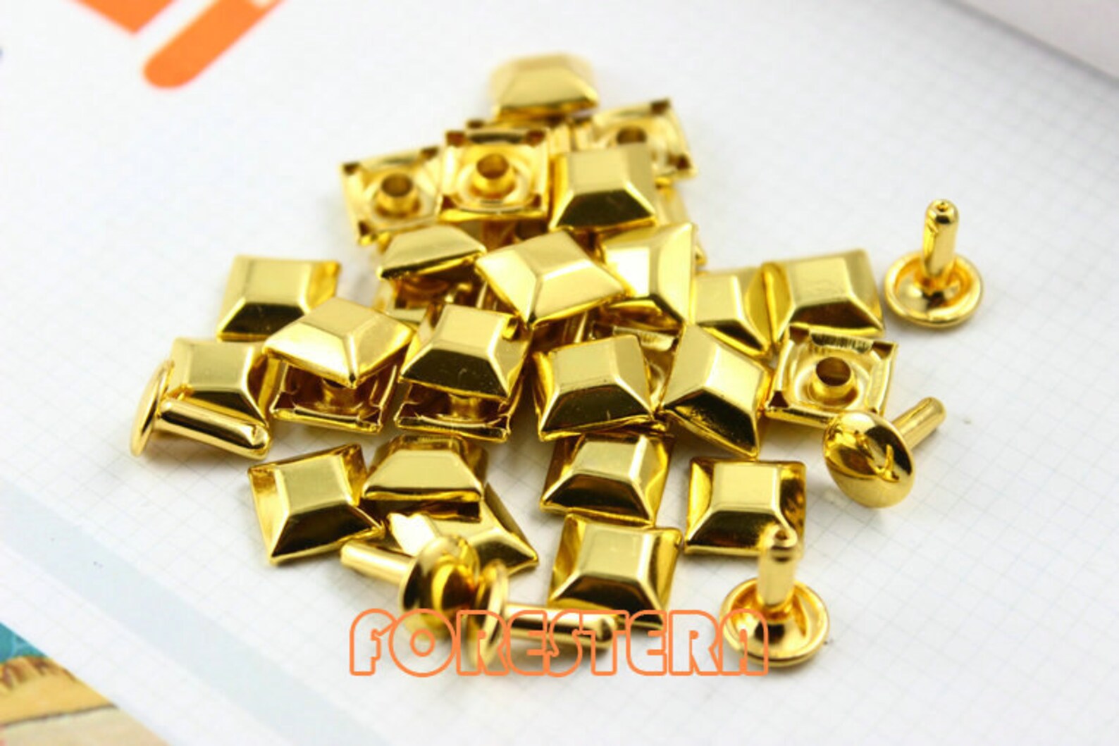10mm Gold Ladder Square Pyramid Double Cap Rapid Rivet Punk | Etsy