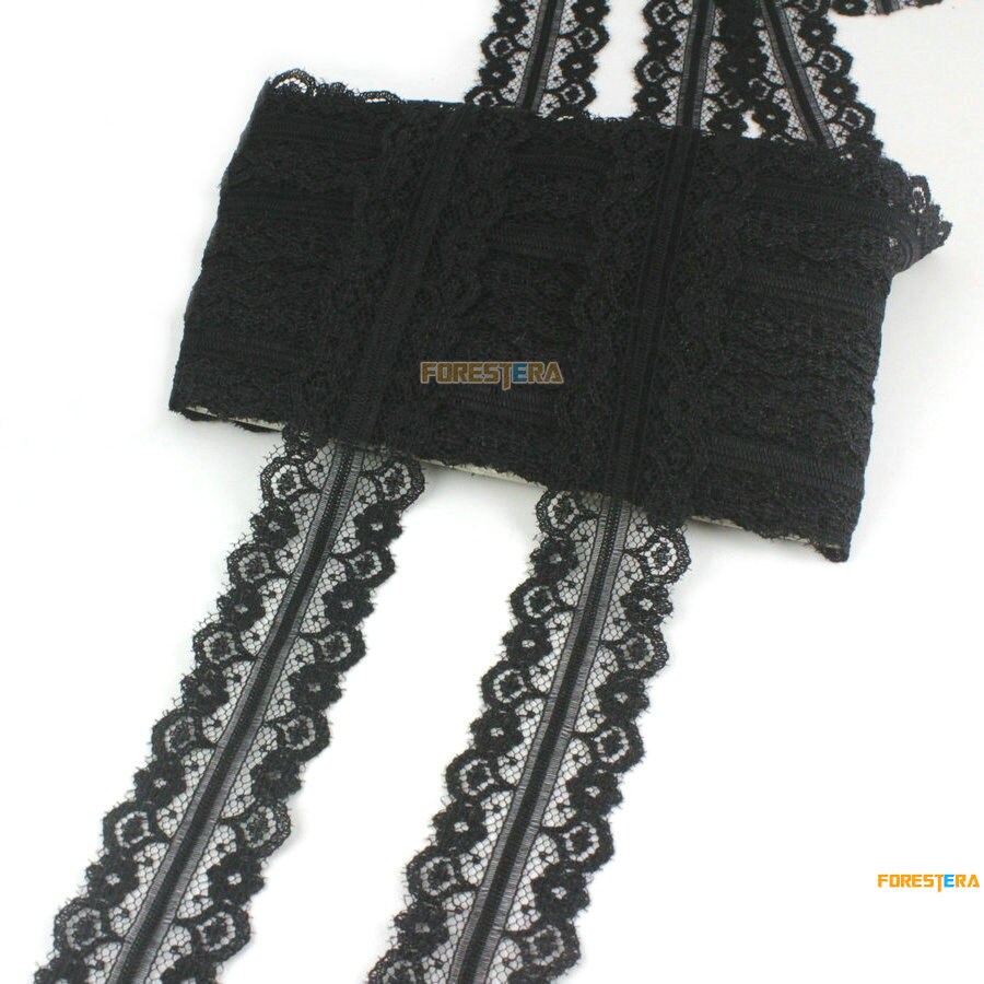 Terylene Lace Trim Black Tulle Lace Trim Floral Lace Ribbon 2.8cm Width ...