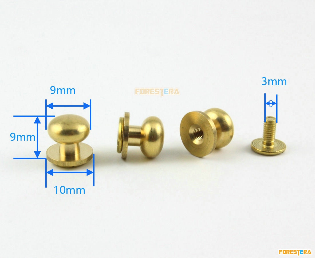25pcs 9mm Round Head Solid Brass Rivet Chicago Screw for | Etsy