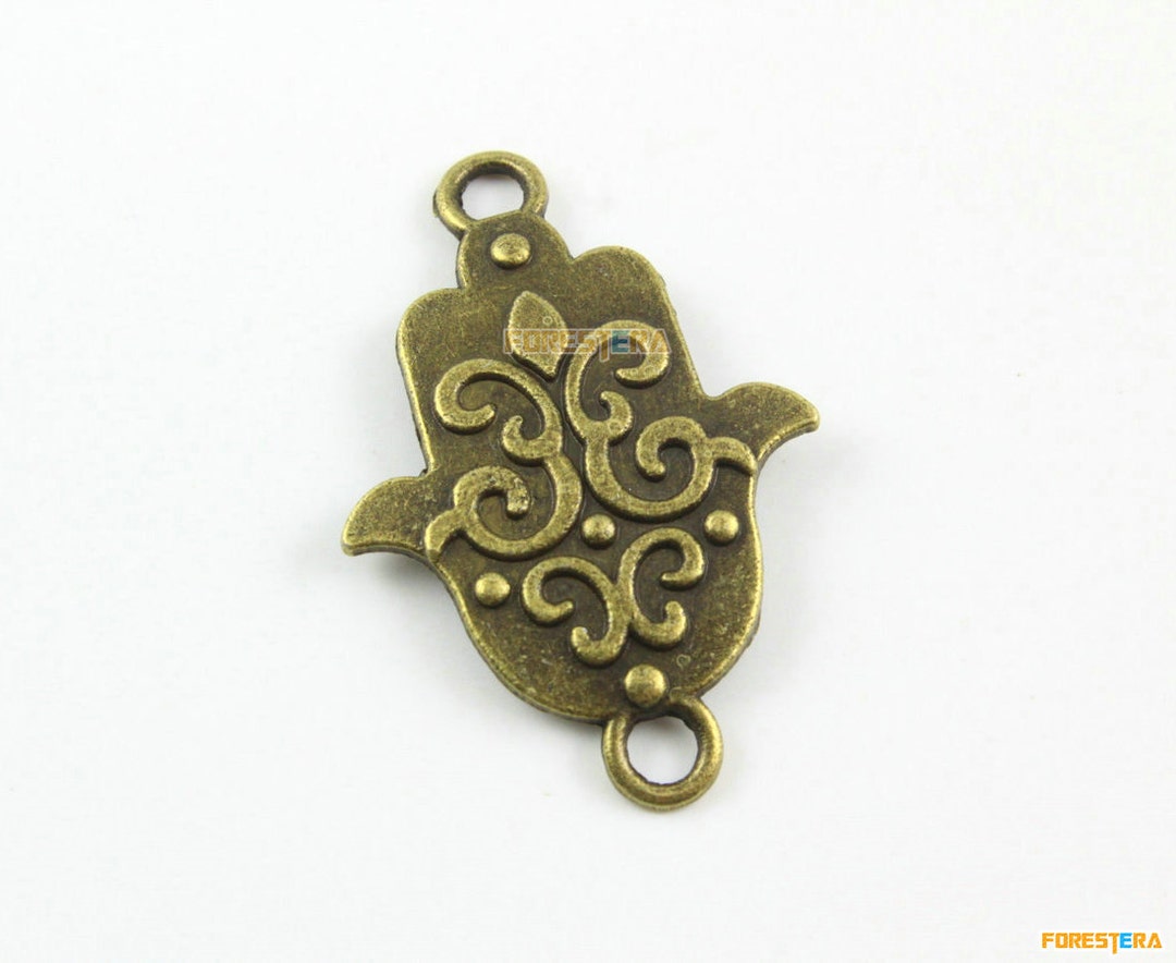 30pcs Antique Brass Hand Charm Hand Pendant Hand Connector 34x22mm ...