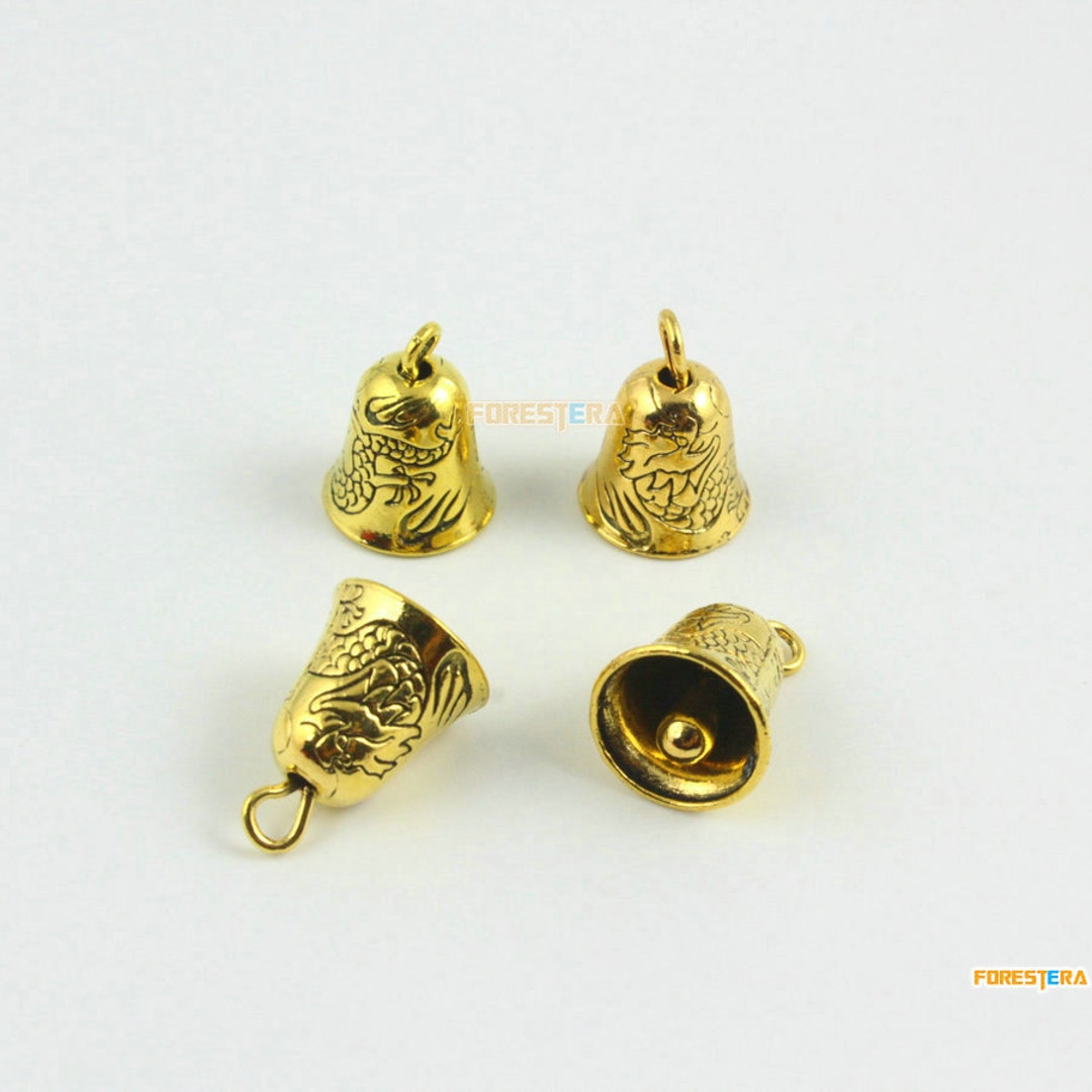 10pcs Antique Gold Bell Charm Bell Pendant Christmas Bell 9x9mm ...