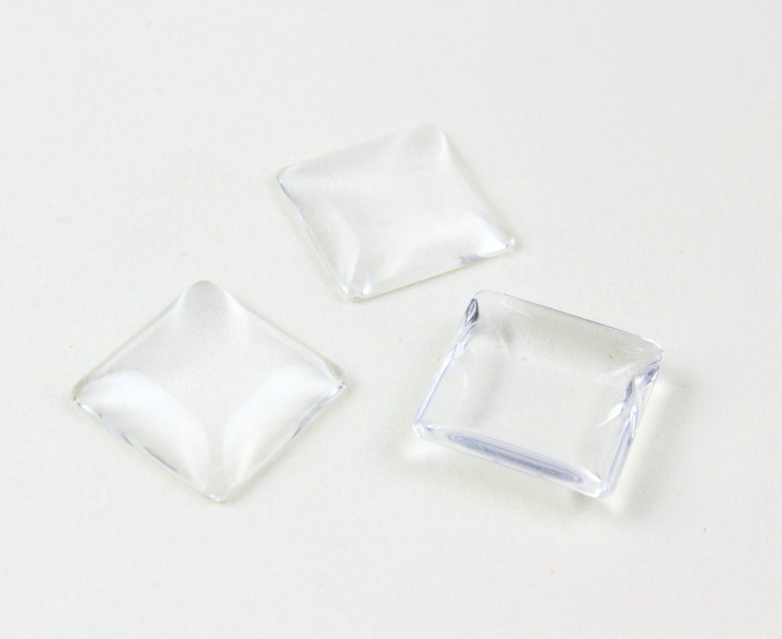 25pcs 15mm Square Glass Cabochon Cameo Cover Flat Back - Etsy