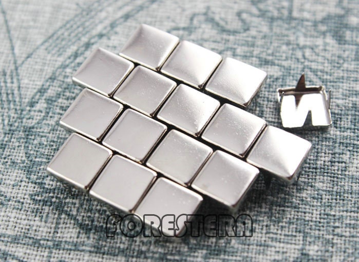 300pcs 8mm Silver Flat Square Studs (SFQ08) - Etsy