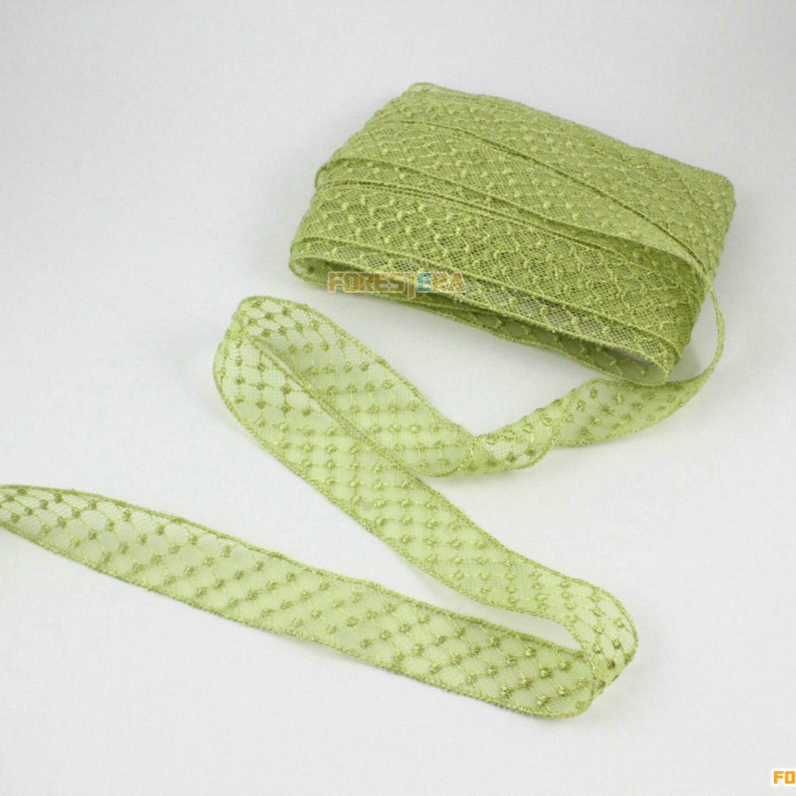 Terylene Lace Trim Green Floral Lace Ribbon Green Lace Trim 1.9cm Width ...