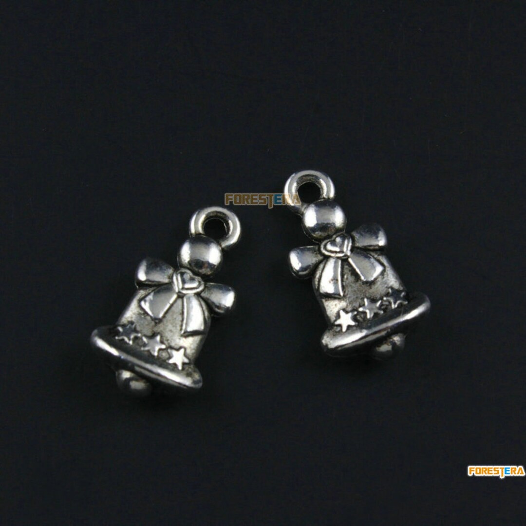 50pcs Antique Silver Bell Charm Bell Pendant Christmas Bell Charm ...