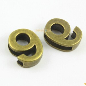20pcs Antique Brass Number 9 Bracelet Bead Number 9 Chain Bead 18.5mm ...