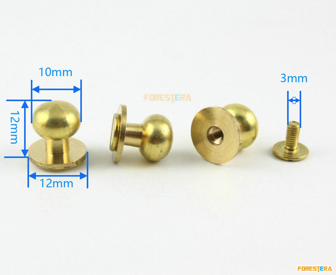 20pcs 10mm Round Head Solid Brass Rivet Chicago Screw for - Etsy