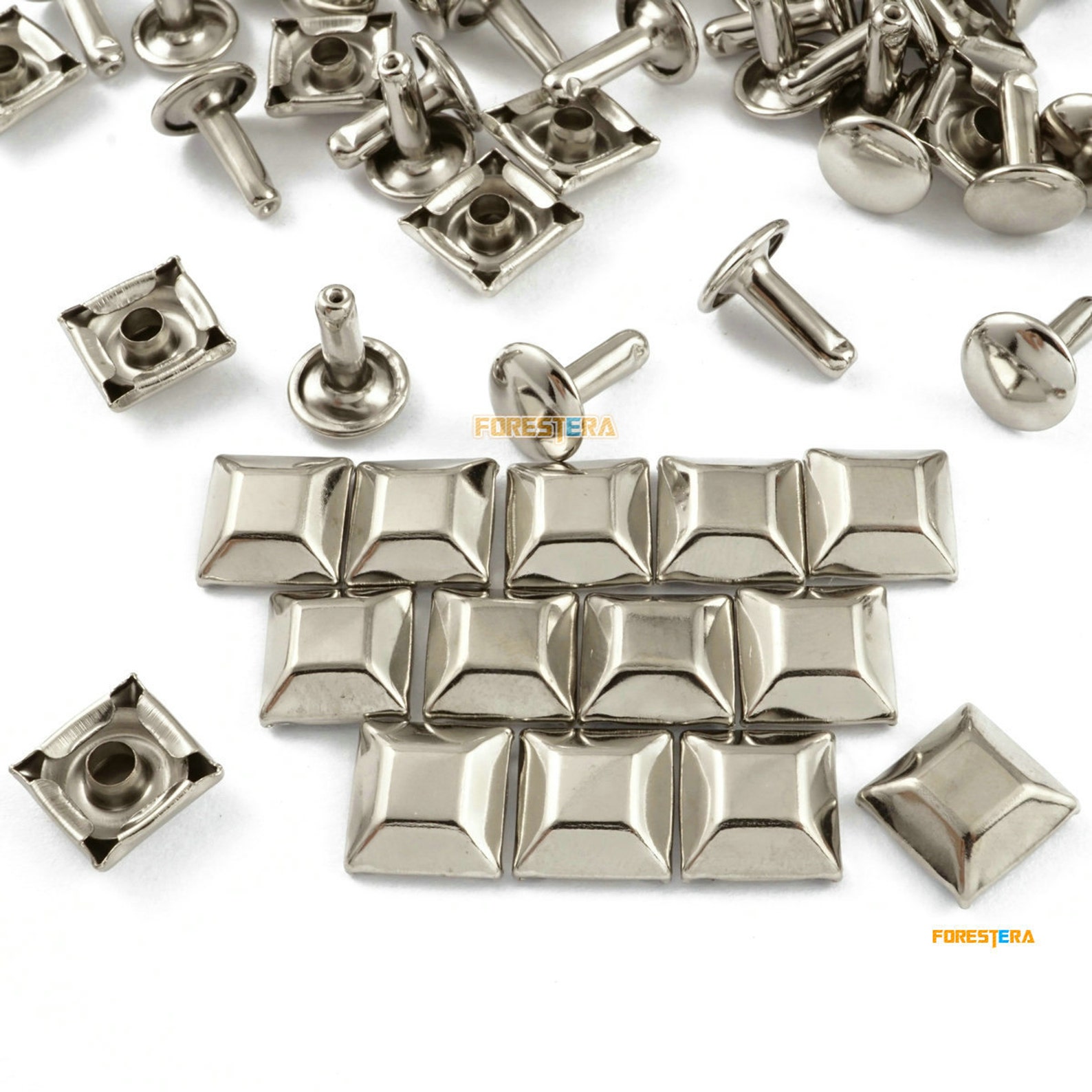 10mm Silver Ladder Square Pyramid Double Cap Rapid Rivet Punk Rock ...