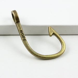 20pcs Antique Brass Hope Fishhook Charm Hope Fishhook Pendant 33x22mm ...
