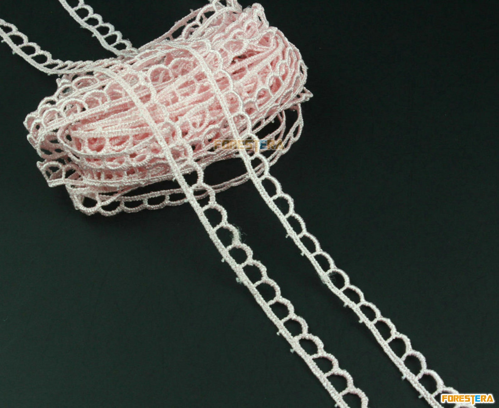 Terylen Spitze Trim rosa Floral Spitze Band 0,7 cm Breite - 5 Yards ...