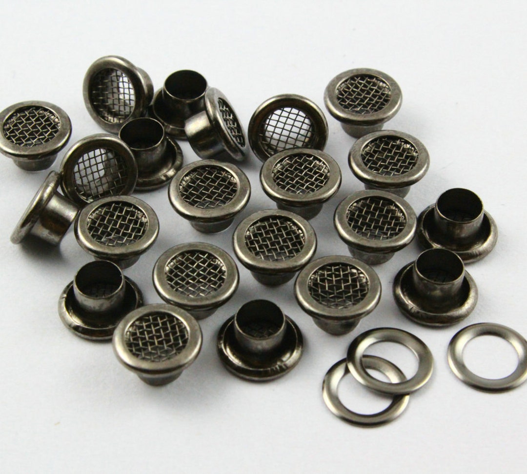 100pcs 8mm Gunmetal Mesh Grommet Eyelet - 8mm X 4.5mm X 4mm OD * ID ...