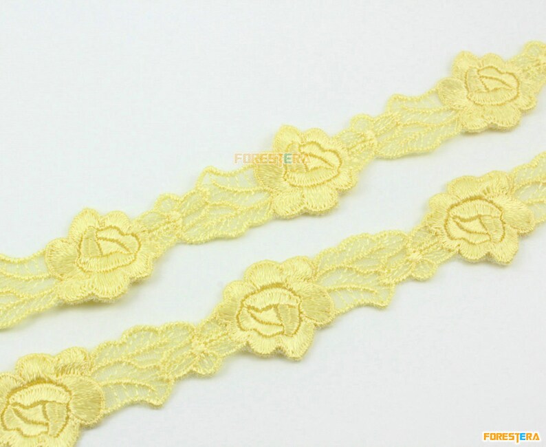 Terylene Lace Trim Yellow Floral Lace Ribbon Flower Lace Trim - Etsy