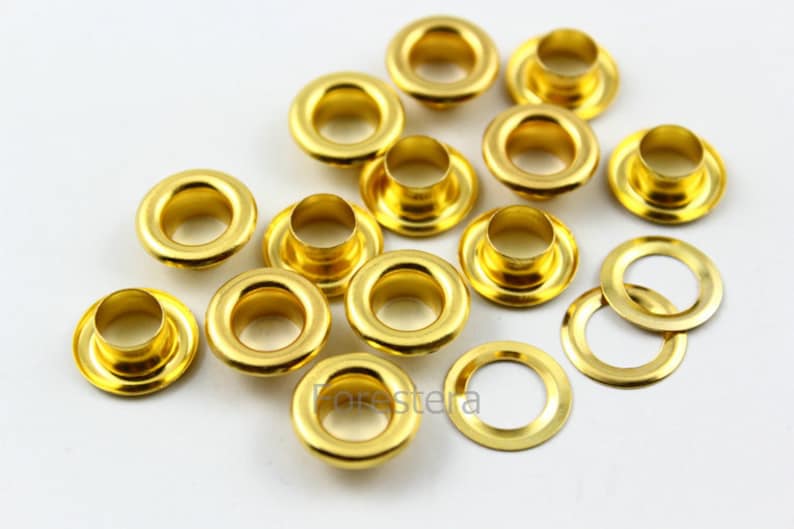 300pcs 13mm Gold Round Grommet Eyelet - 13mm X 7mm X 5.5mm OD * ID ...