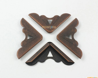 4 Brass Bronze Corners Vintage Double Side Warp Copper Decoration, Gift ...