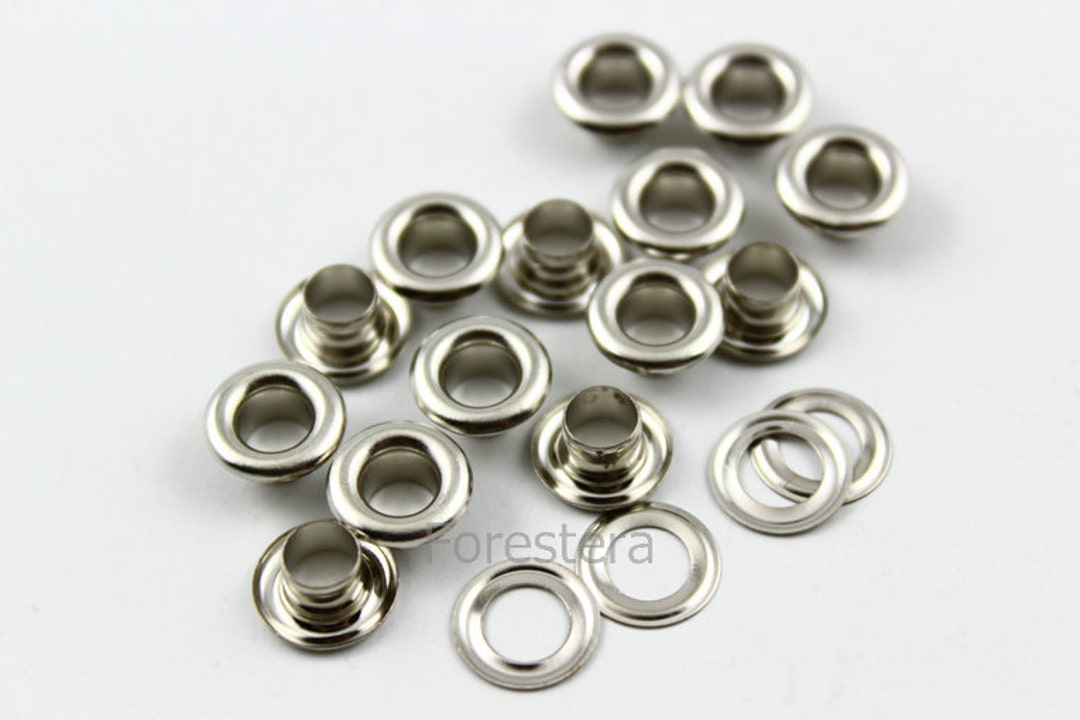 300pcs 10mm Silver Round Grommet Eyelet - 10mm X 5mm X 5mm OD * ID ...