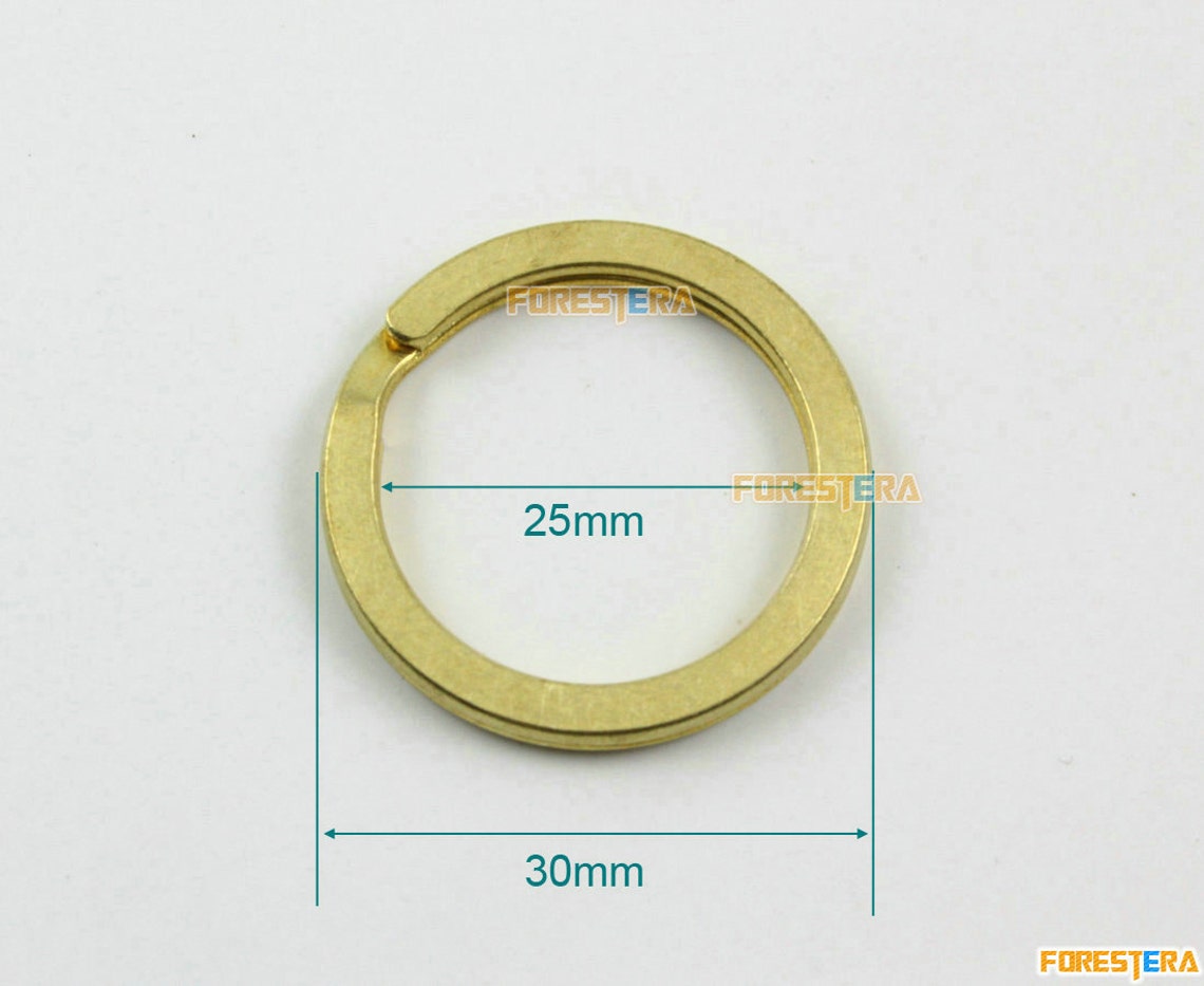 10 Pieces 30mm Solid Brass Split Key Ring Flat BKRING3 | Etsy